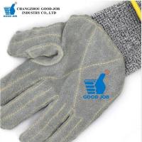 China Long Cuff HPPE Polyethylene Cow Split Leather Level 5 Anti Cut Gloves Saw Proof for sale