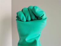 China 15mil 3D Diamond Grain Nitrile Heavy Duty Industry Gloves Flocking Puncture Oilproof Chemical Resistant for sale