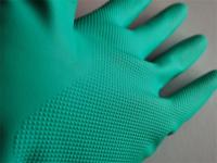 China 15mil 3D Diamond Grain Nitrile Heavy Duty Industry Gloves Flocking Puncture Oilproof Chemical Resistant for sale
