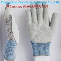 China 13G Finger Covered Cut Resistant HPPE Cut Proof Working Hand Gloves Level 5 Cow Split Leather Welding Gloves for sale
