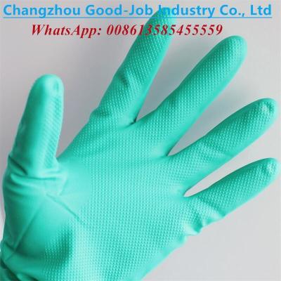 China 11mil Nitrile Heavy Duty Industry Gloves Unlined 3D Diamond Grain Puncture Oilproof Chemical Resistant for sale