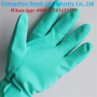 China 15mil Sandy Nitrile Heavy Duty Industry Protective Work Gloves Flocking Lining Puncture Oilproof Chemical Resistant for sale