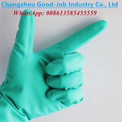 China 18mil Thickened Nitrile Heavy Duty Industry Protective Work Gloves Flocking Puncture Oilproof Chemical Resistant for sale