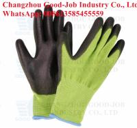 China Bamboo Fiber Biodegradable 13 Gauge PU Coated Protective Work Gloves For Gardening Enviromentally Friendly for sale