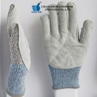 China Leather Cut Resistant Gloves HPPE Fiber Cow Split Leather Welding Gloves for sale