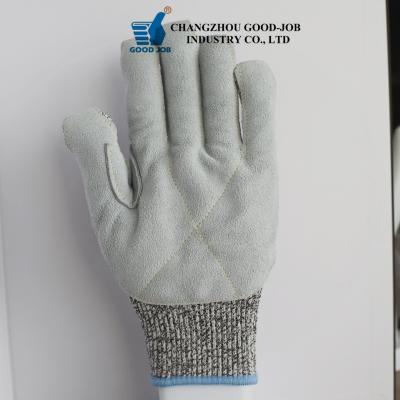 China Cow Split Leather Cut Resistant Gloves Thickened Finger Covered for sale