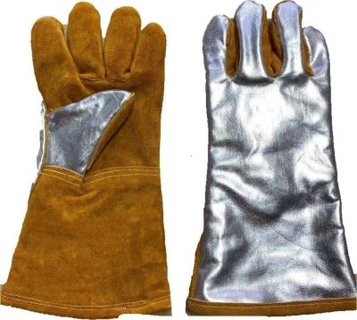 China Aluminized High Temperature Resistant Gloves With Leather Palm for sale