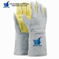 China Cow Leather Aramid Fiber Gloves 500℃ Heat Resistant High Temperature Operating for sale