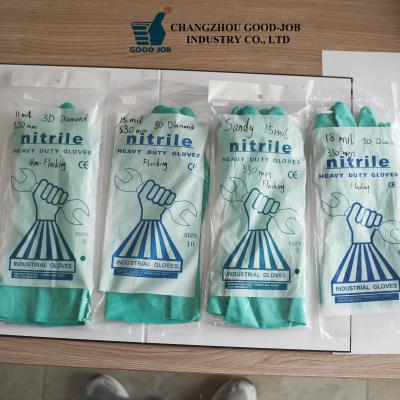 China Non Disposable Nitrile Heavy Duty Chemical Resistant Gloves 11mil 15mil 18 Mil for sale