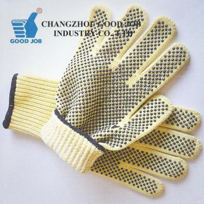 China Aramid Fiber Cut Resistant Work Gloves Level 5 Coated With PVC Dots for sale