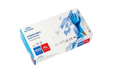 China BASIC SYNMAX ASTM D5250 Vinyl Blue Examination Gloves Powder Free for sale