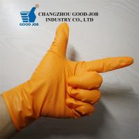China Orange Diamond Grain Heavy Duty Nitrile Glove Thickened 8mil 9mil for sale