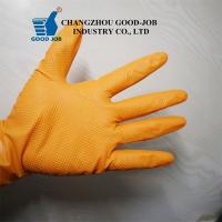 China Orange Diamond Grain Heavy Duty Nitrile Glove Thickened 8mil 9mil for sale