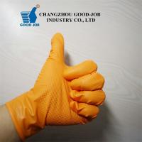 China Orange Diamond Grain Heavy Duty Nitrile Glove Thickened 8mil 9mil for sale