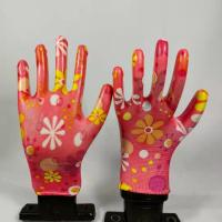 China Polyester Liner Pu Garden Work Gloves Flower Printing For Women for sale