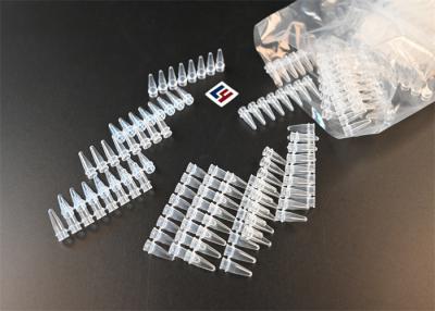 China Tamper Proof PCR 8 Strip Tubes 0.2ml with Attached Caps - Polypropylene Centrifuge Compatible for sale