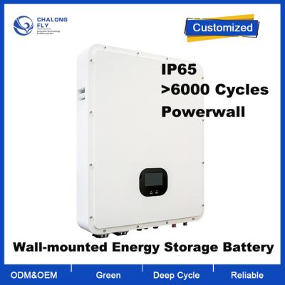 China 48V IP65 Waterproof LiFePO4 Lithium Battery Household Powerwall with 6000+ Cycle Life Energy Storage System for sale