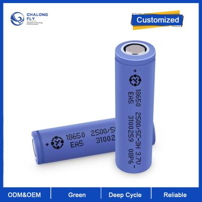 China 3.7v Lithium Ion Cells 18650 Rechargeable 2500mAh 5C Green Power Supply for sale