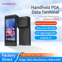 China Warehousing Parking Handheld PDA Adhesive Label Thermal Printing 5.5 Inch MTK6761 Barcode Scanner Dual Cameras for sale