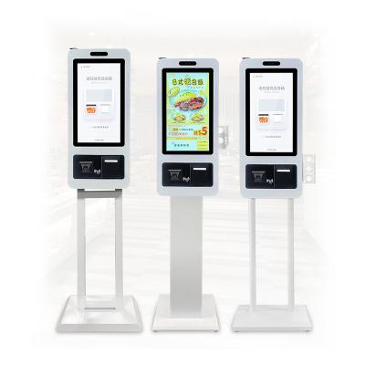 China Supermarket 21.5 Inch Self Service Terminal Kiosk With Touch Screen QR Code NFC Thermal Printer for sale