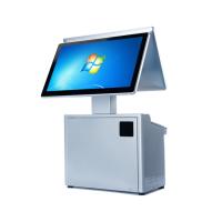 China Checkout Lane Supermarket POS Terminal Win10 Android Dual 15.6 Inch Screen 80mm Printer for sale