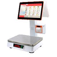 China Dual 15.6 Inch AI Scale POS System GC149B Android 11 POS Terminal Built In Label Printer Supermarket for sale