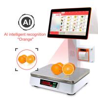 China Dual 15.6 Inch AI Scale POS System GC149B Android 11 POS Terminal Built In Label Printer Supermarket for sale
