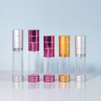 China Collar Material PP 15ml 30ml 50ml Luxury Design AS Material Round Shape Lotion Serum Cream Refillable Airless Bottle for sale