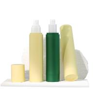 China AS Material PCR Soft Hand Lacquer Airless Bottle 120ml Cosmetic Cylinder Vacuum Green Matte Pump Bottle Toner Lotion Bottle for sale