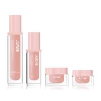 China Screen Printing Square Acrylic Bottles Light Pink Perfume Bottle 50ml 100ml For Skin Care Products for sale