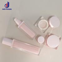 China Screen Printing Square Acrylic Bottles Light Pink Perfume Bottle 50ml 100ml For Skin Care Products for sale