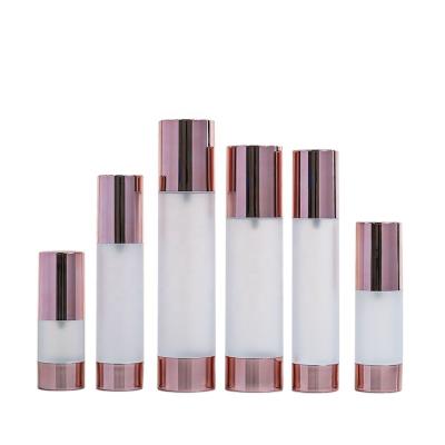 China AS Material 20ml 30ml 50ml 100ml 120ml Luxury Airless Bottle Custom Airless Lotion Bottles Rose Gold for sale