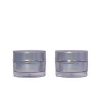China Customer's Logo Luxury 10g Round PS Silver Empty Clear Plastic Packaging Cosmetic Cream Jar for Lip Balm for sale