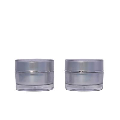 China Customer's Logo Luxury 10g Round PS Silver Empty Clear Plastic Packaging Cosmetic Cream Jar for Lip Balm for sale
