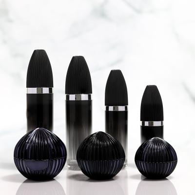 China High-End Black Smooth Form Lotion Bottle Acrylic 100Ml Essential Oil Body Cream Bottle With Pump Face Cream Bottle for sale