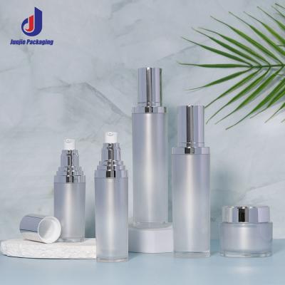 China 30g Cream Jar 50ml / 120ml Cosmetic Dropper Bottles Thick Wall Acrylic Skin Care Cosmetic Set for sale