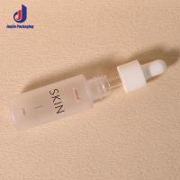 China 1oz 30ml PET Plastic Bottle Luxury Push Button Dropper Bottle Clear Scrub For Serum And Lotion for sale