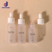 China 1oz 30ml PET Plastic Bottle Luxury Push Button Dropper Bottle Clear Scrub For Serum And Lotion for sale