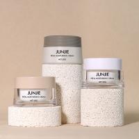 China Acrylic Collar Material 50gm Plastic Wheat Colour Cosmetic Set Cream Jars for Cosmetic Jar Packaging Solution for sale