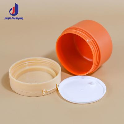 China 100G Round Flip Top Cap Plastic Bottle Top Lids Cream Jar Cosmetic Jar Customized Logo Printing for sale