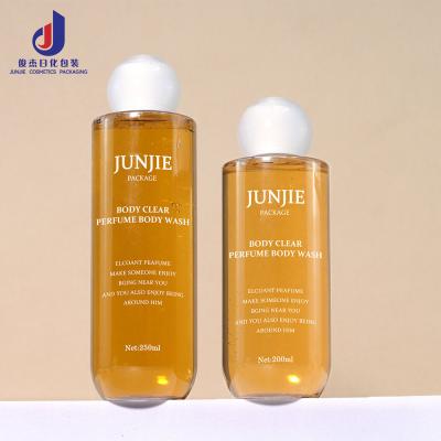 China High-End Plastic Body Wash Bottle Cylinder Flat-Shoulder Toner Bottle for Body Lotion Shampoo Lotion 200ml 250ml for sale
