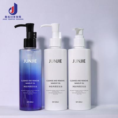 China Customized Cosmetic Packaging 200ml Plastic Makeup Remover Oil Body Lotion Shower Gels Shampoo Bottles With Pump for sale