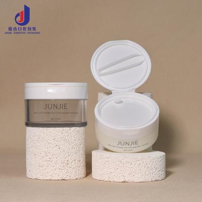 China 100g 50g Refillable Cosmetic Container With PET Flip Cap Clear Skincare Cream Makeup Butter Jar for sale