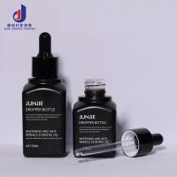 China Custom Design PETG 40ml 50ml Square Black Hair Oil Serum Plastic Dropper Bottles for for Cosmetic Essential Oil for sale