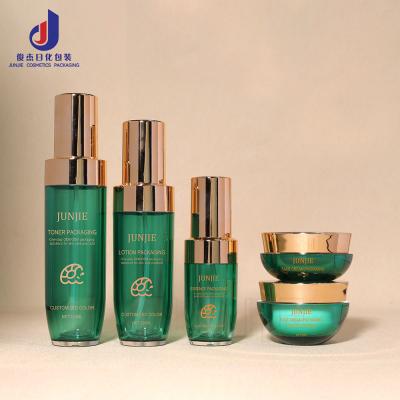 China New Design Luxury 30-120ml 50g 30g Dark Green Skincare Packaging Cosmetic Refillable Acrylic Lotion Bottle with Pump for sale
