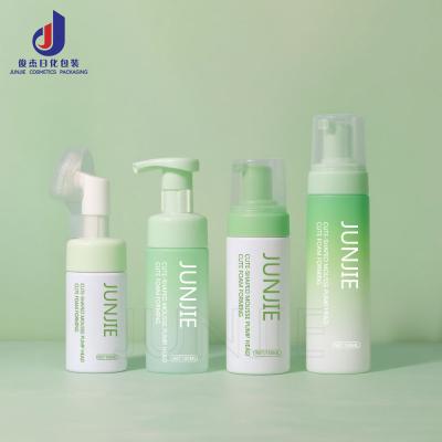 China Empty Green Top Hand Mousse Foaming 100ml 120ml 150ml White Soap Dispenser Face Lash Eyelash Wash Cleanser Foam Pump Bottle for sale