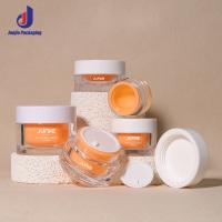 China Luxury Clear Orange Double Wall Plastic Cream Jar 10ml 15ml 20ml 30ml 50ml Capacities with Screw Top Cap for Cosmetics for sale