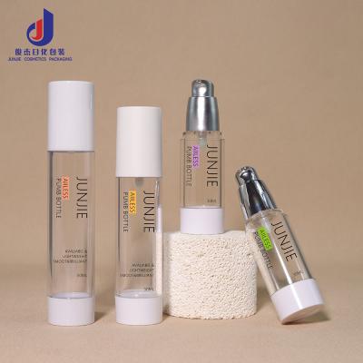 China 15ml 30ml 50ml White Airless Pump Bottle with Sliver Pumb AS Vacuum Cosmetic Lotion Cream Bottles Packaging for sale