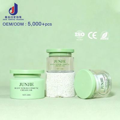 China Cream Jar Container Wide Mouth Plastic Cosmetic Round Bottom Green 50/100/200ml PET Cream Jar Hair Body Butter Container for sale