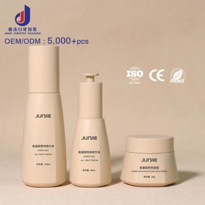China 30ml PETG Cream Bottle Set for Personal Care Facial Care Empty Bottle and Jar Colored Essence Pump Sprayer for sale